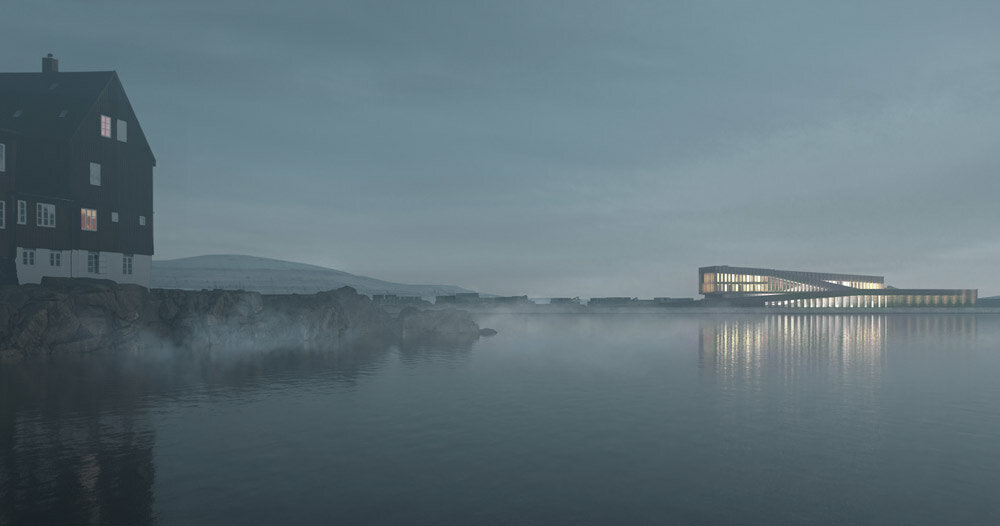 henning larsen 'smyril line' to be a luminous beacon at faroe islands