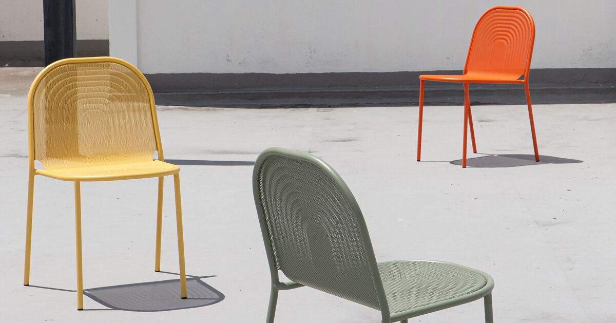 perforated steel sheet with rippling pattern composes stamping chair