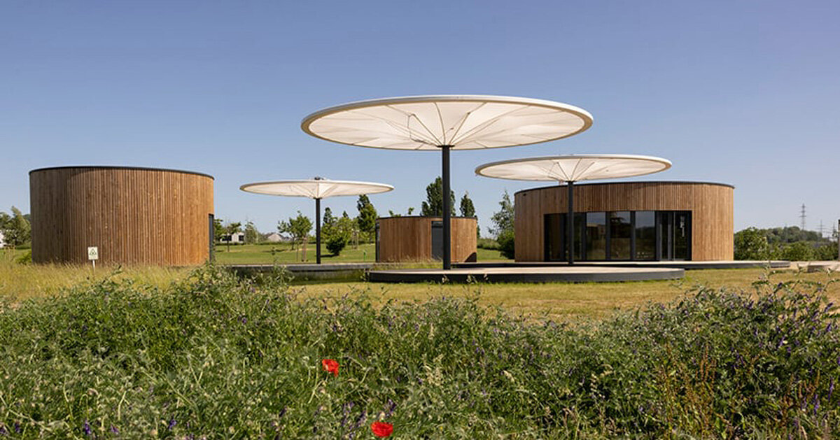 bebunch weaves wooden pavilions and ponds through public park