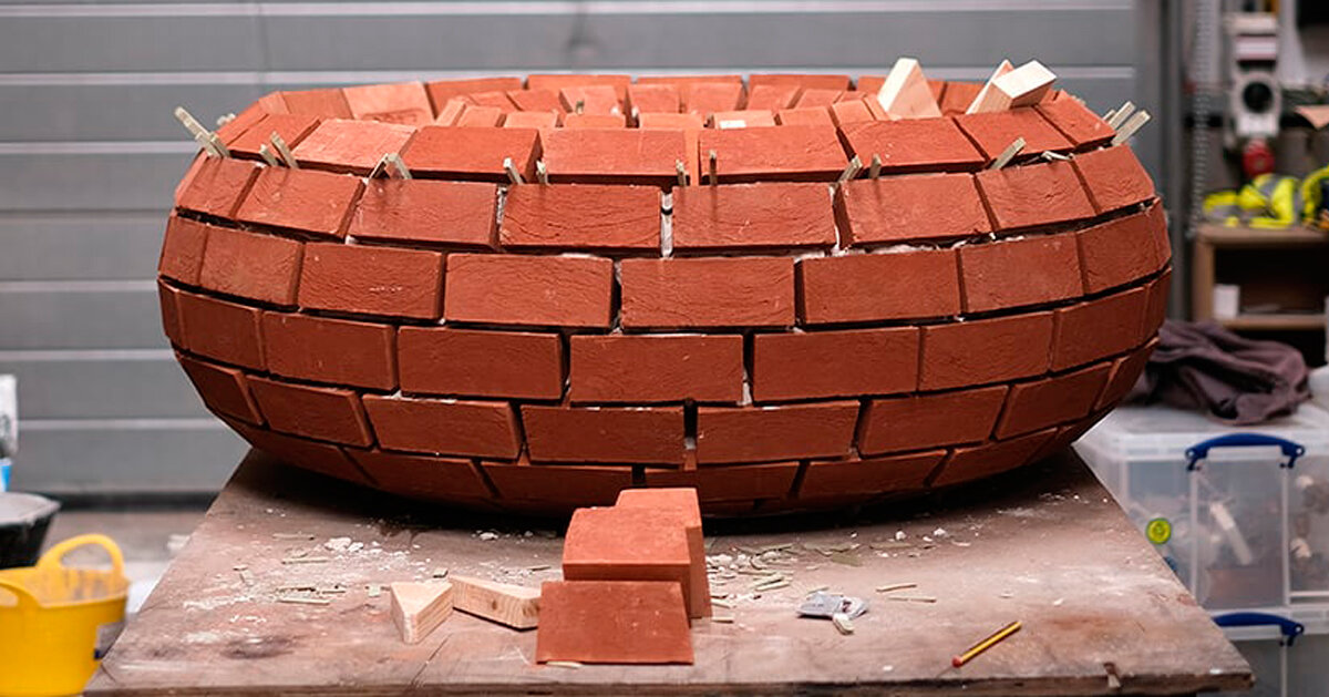 repurposed deadstock bricks compose FLOAT bench in london