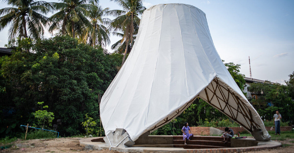 blue temple develops interlocking bamboo construction in myanmar