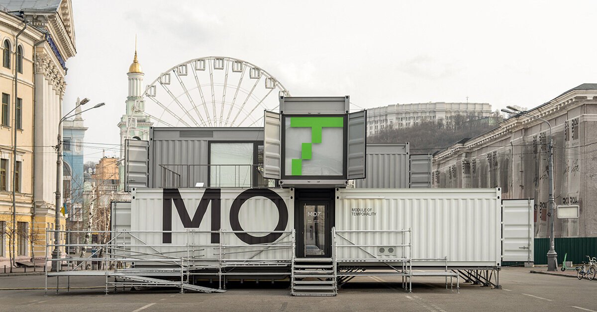 balbek bureau converts shipping containers into portable cultural hub in ukraine