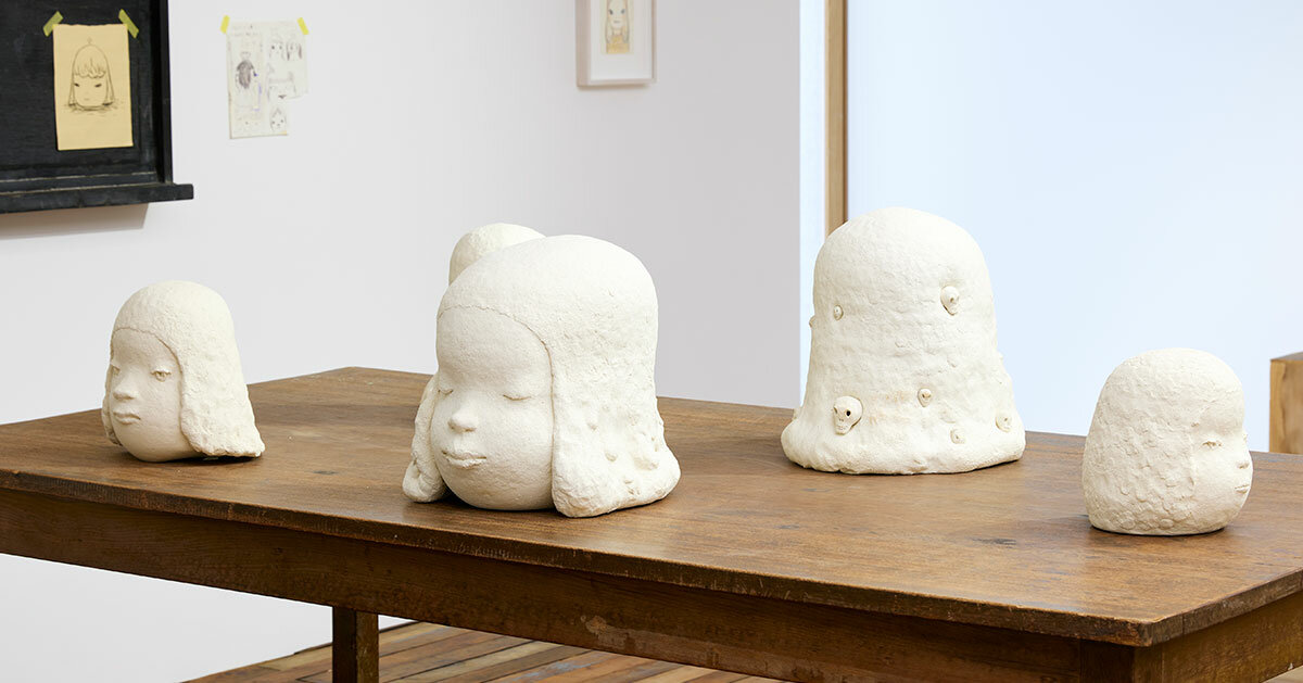 yoshitomo nara's childlike characters take ceramic forms at pace gallery