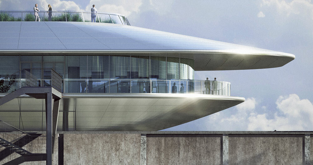 MAD architects will perch a futuristic 'ark' atop a cement factory ruin