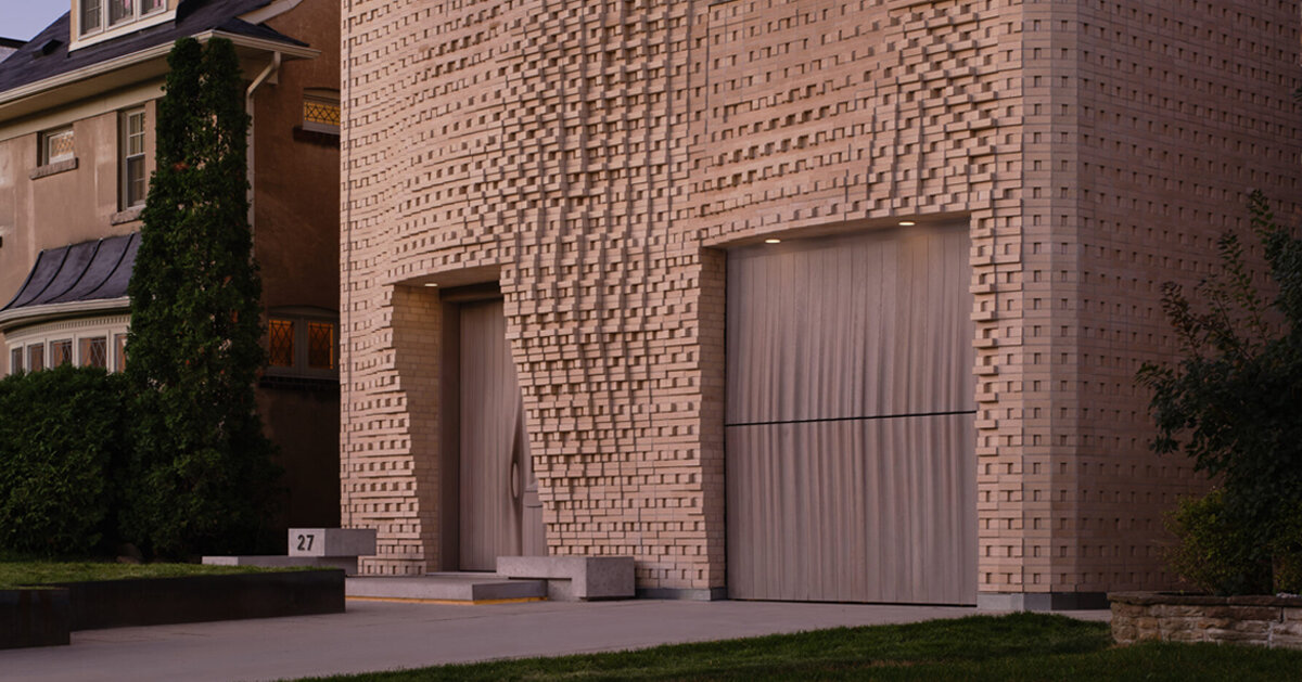 dramatic brick undulations flow across partisans' canvas house