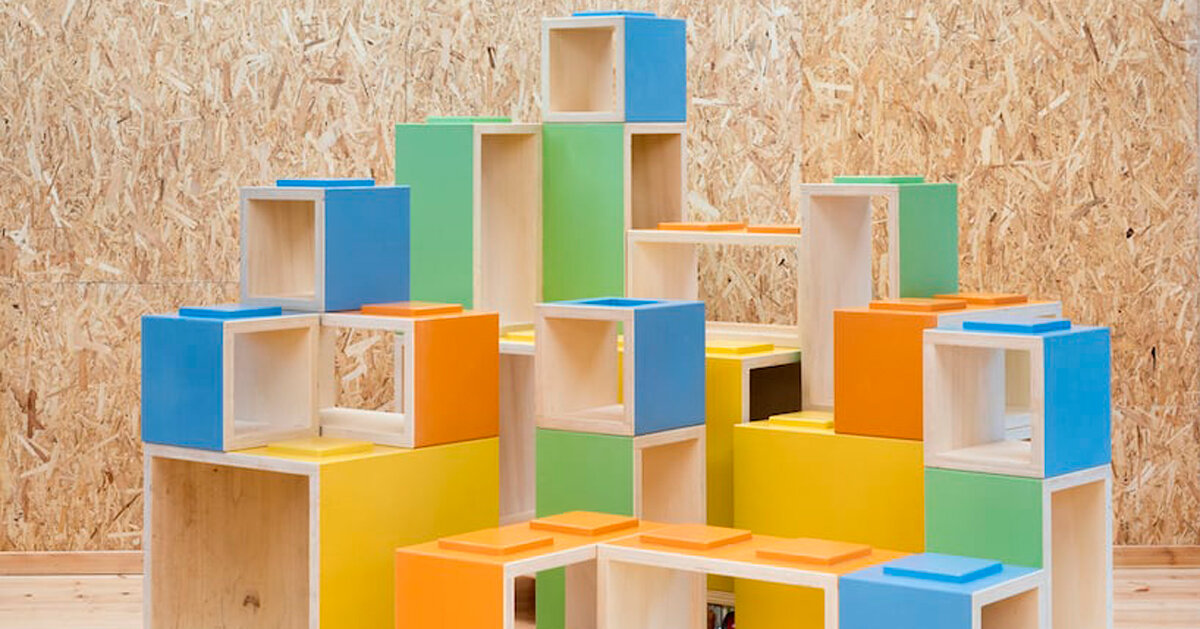 modular furniture pieces assemble to form varying play scenarios