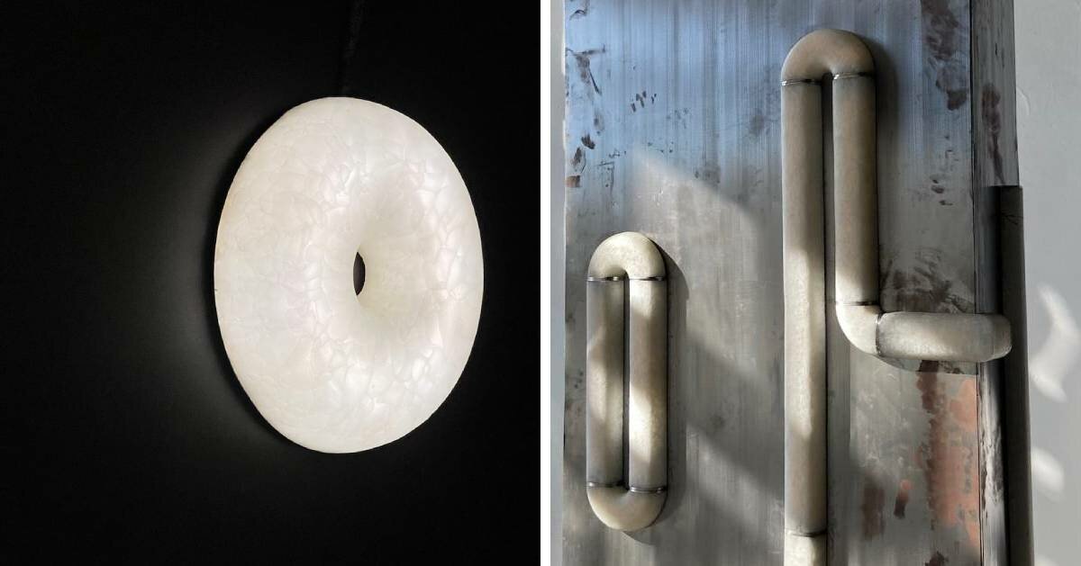 fresh.glass upcycles discarded glass chips into icy modular lamps