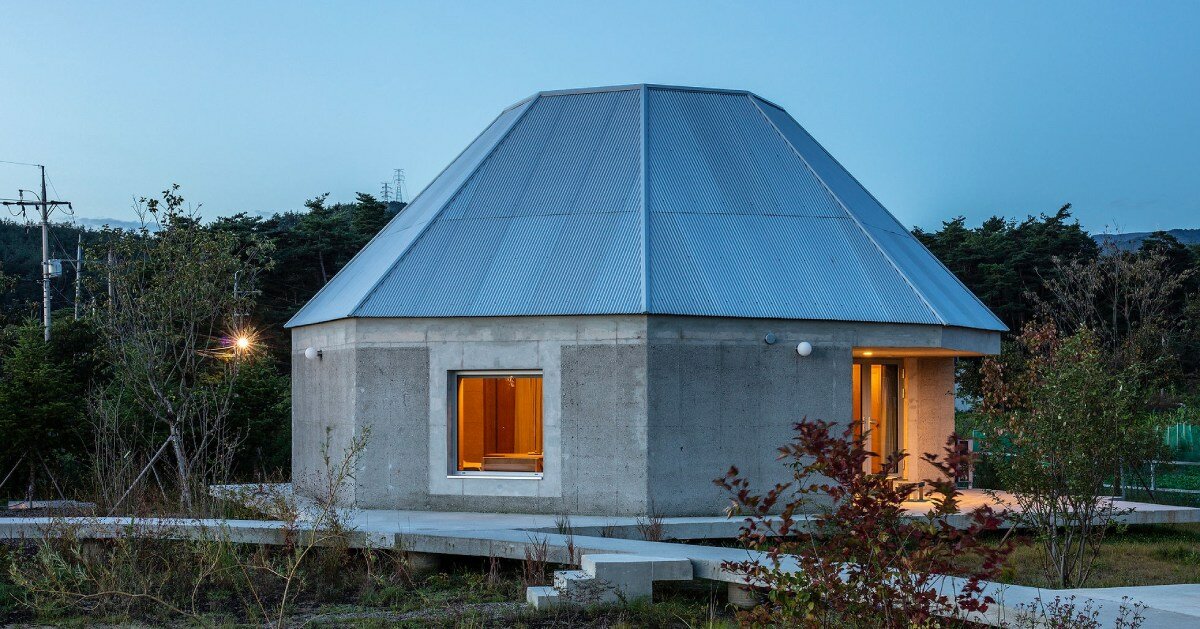 concrete dwellings by aoa architects hover above korea countryside