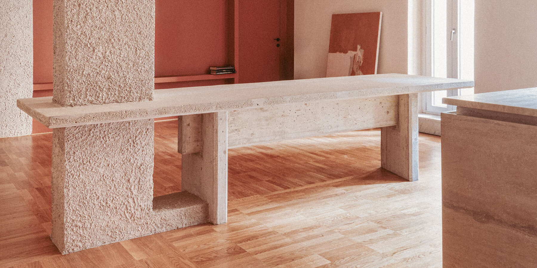 exposed column takes center stage in studio traccia's renovated 1970s flat