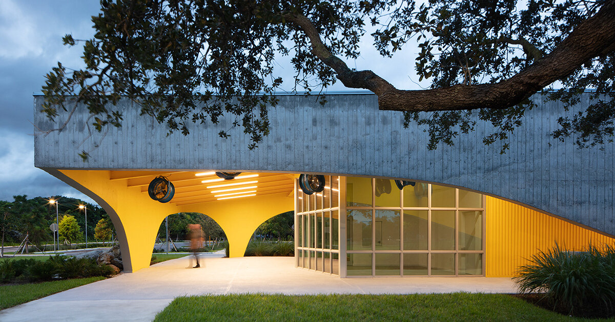brooks + scarpa sculpts florida pavilion with yellow archways and ...