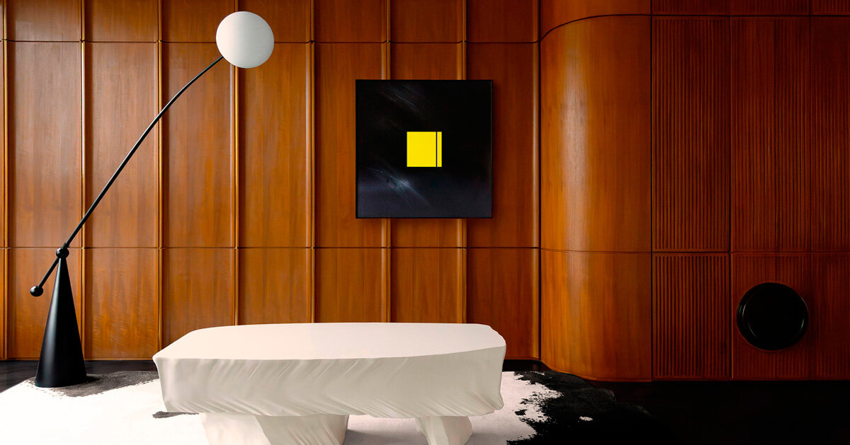 teakwood clads residence's interior in shanghai dedicated to owner's dogs