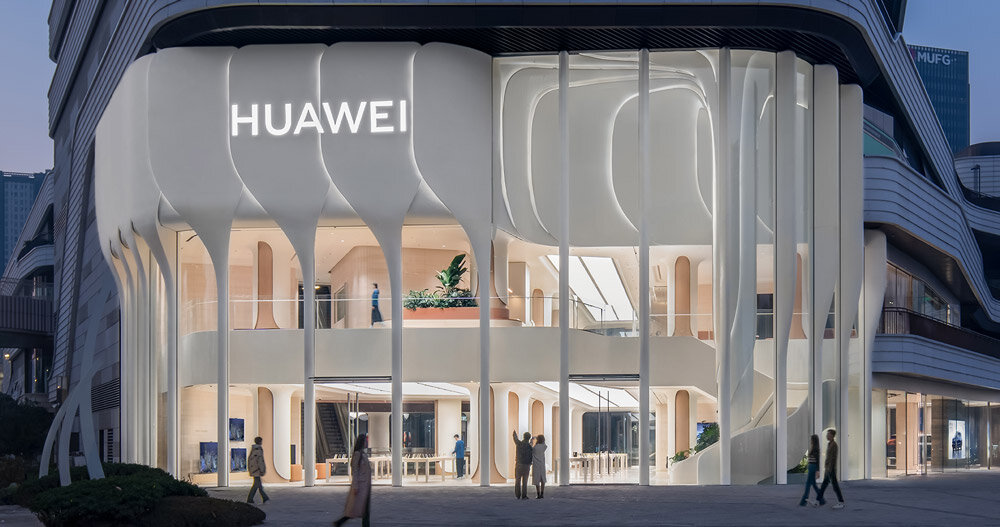 UNstudio wraps huawei shanghai flagship with 'flower petal' facade