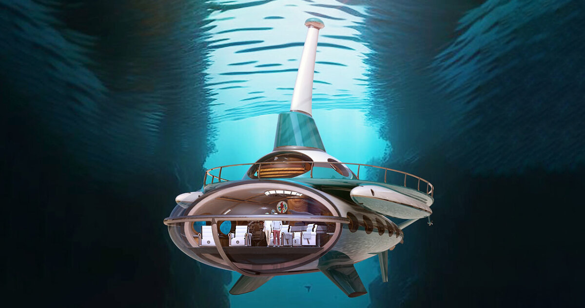 deep sea dreamer vessel plunges underwater as submarine and surfaces as ...