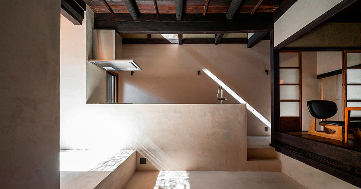 former textile workshop transforms into modern machiya residence in kyoto