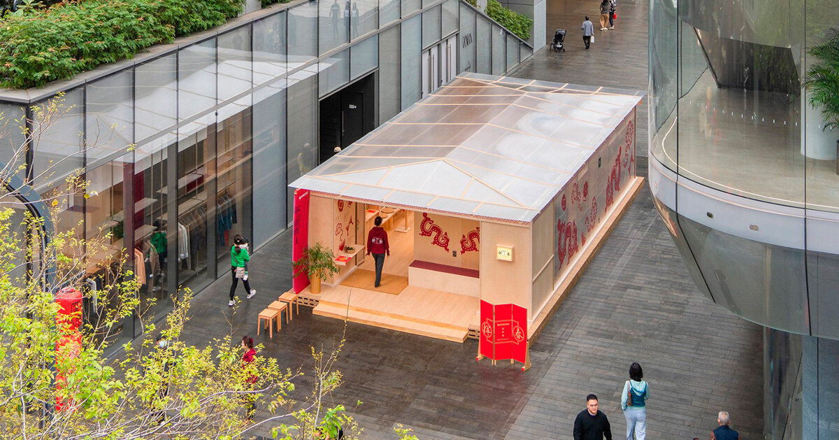 semi-transparent panels form nespresso pop-up café in shenzhen