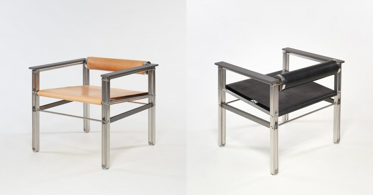 object leuci's L1 chair weaves vegetable leather through metal frame