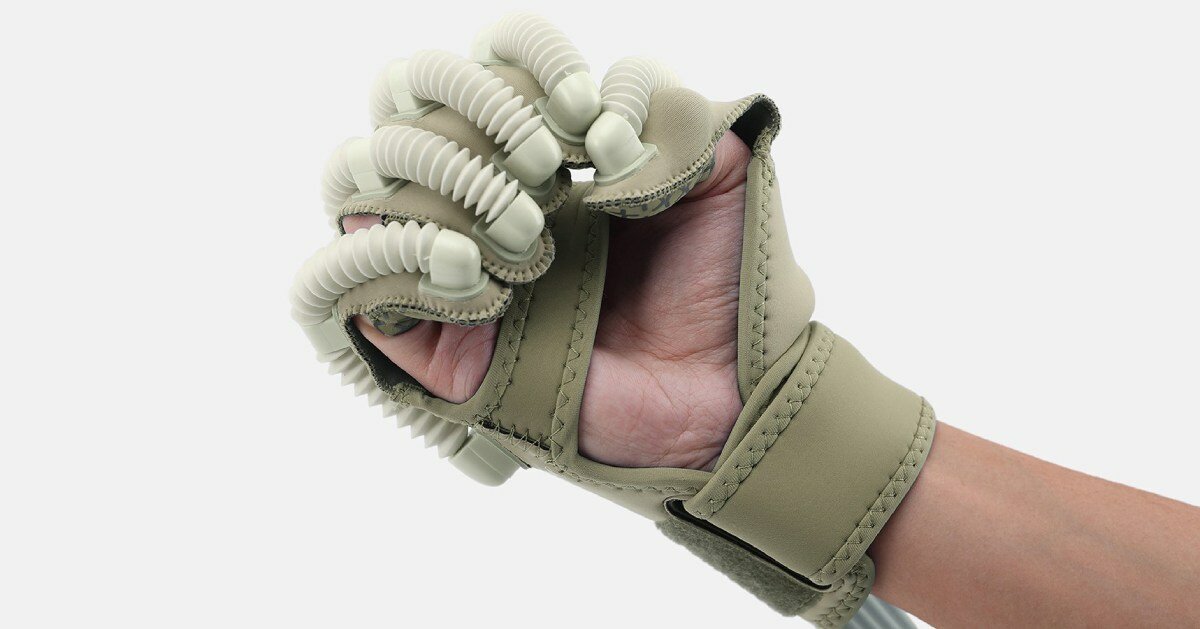 pneumatic robotic glove aids training for hand disability recovery