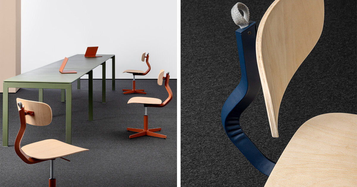 AMDL CIRCLE bends steel-back mara TYPO chair with robust yet soft creases