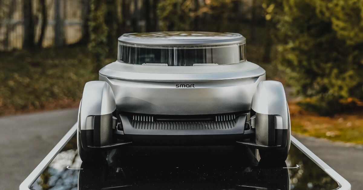 ‘smartchitecture’ is a driverless aluminum car with circular cabin and round transparent roof