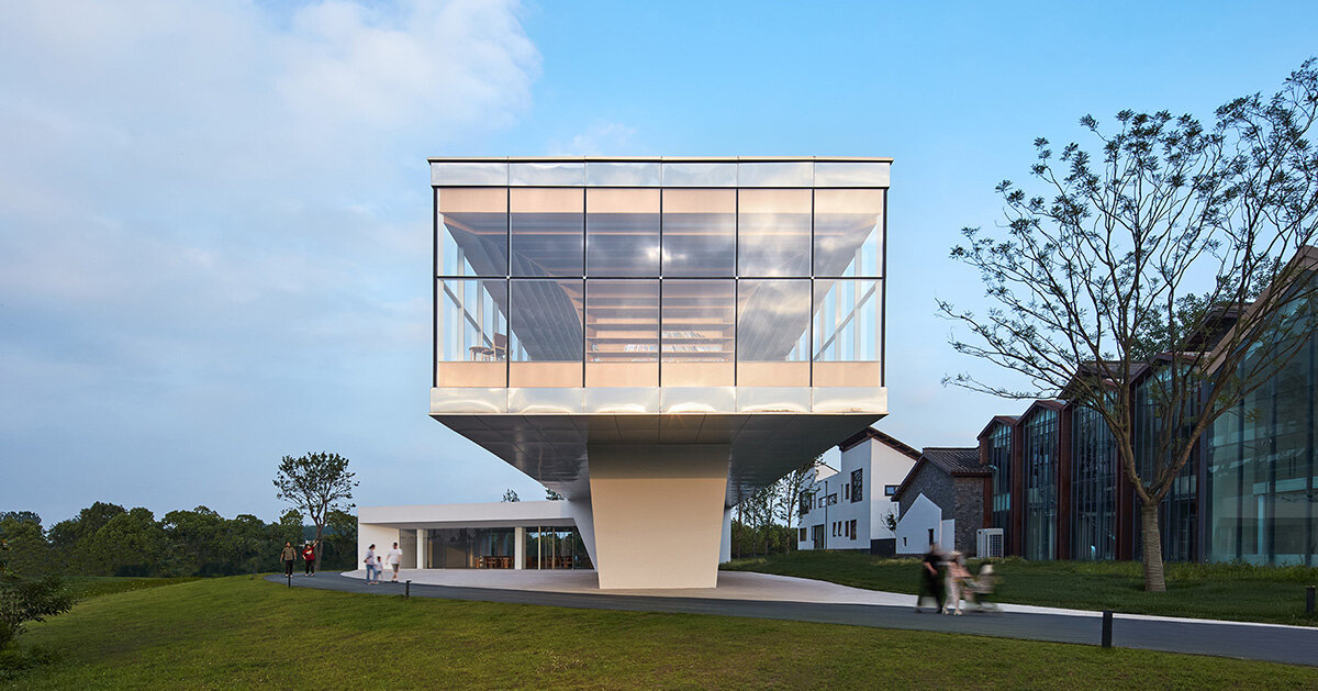tree-shaped bookcase emerges from protoscapes' horizon library in china