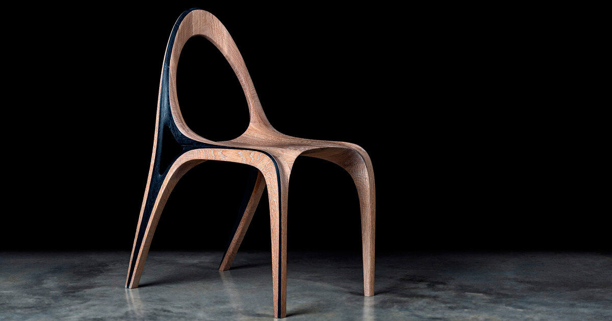 convex and concave shapes form wooden aria chair by sasi studio