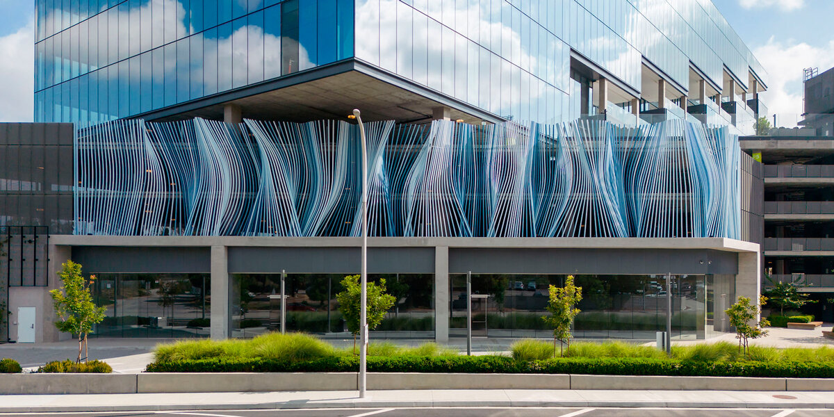 hundreds of aluminum tubes undulate shaping 'ensemble' installation by ...