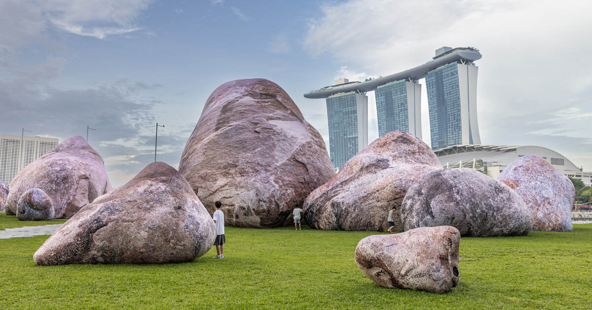 sixteen air-filled inflatable rock formations by ENESS light up for i ...