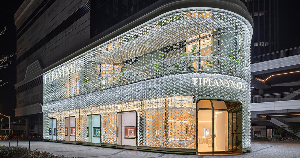tiffany & co. shanghai veiled in a glass diamond facade by MVRDV