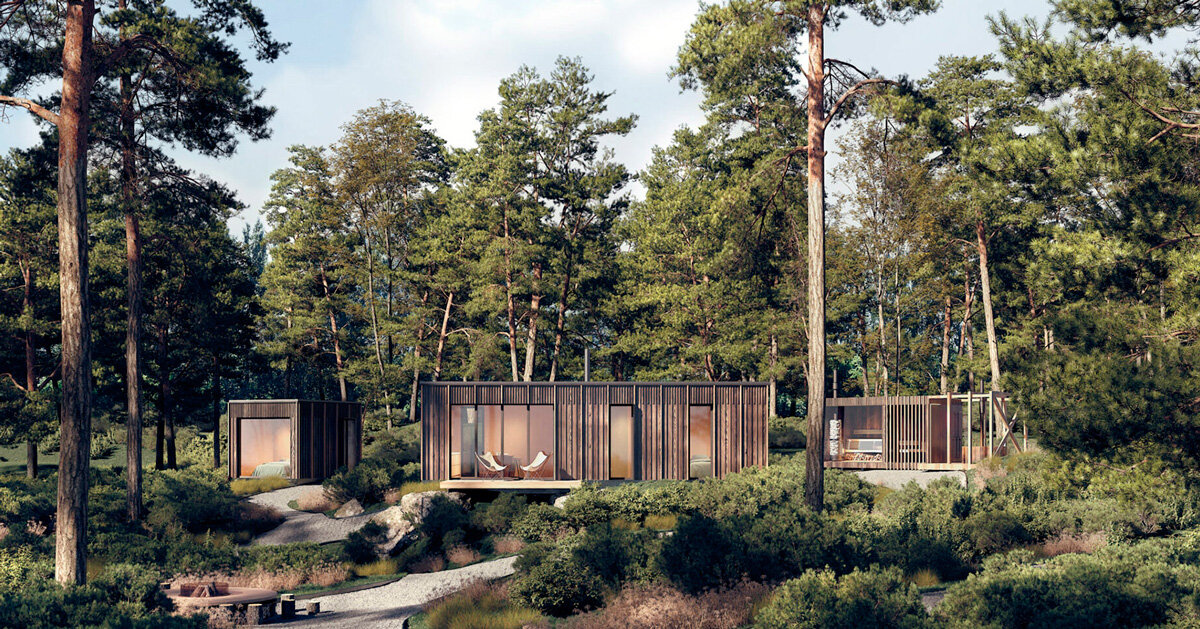 modular cabins by elmntl allow flexible user customization