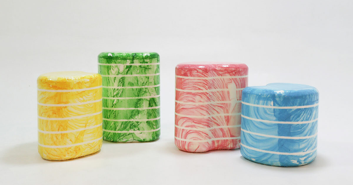 water transfer printing brings melting colors to life in jiwon jung's ...