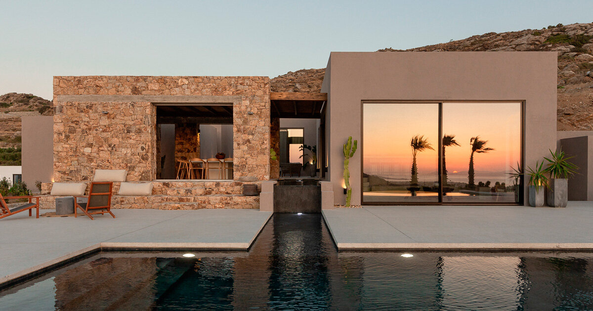 la punta villa's layout encircles central courtyard in naxos island