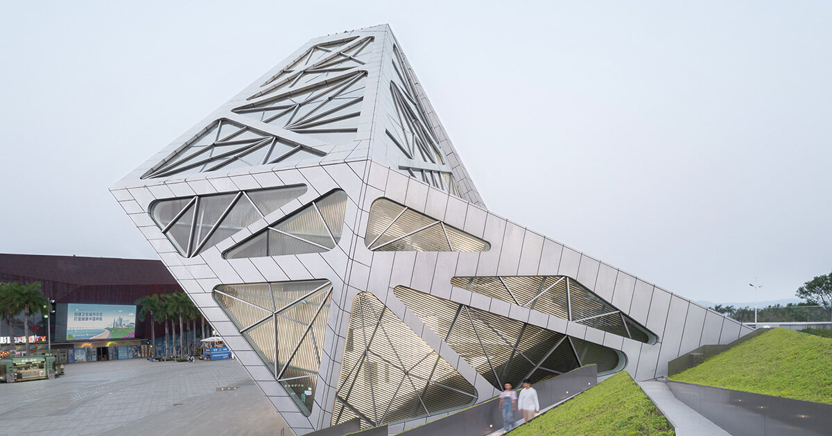 faceted glass curtain walls flood DJI's shenzhen origami-like flagship ...