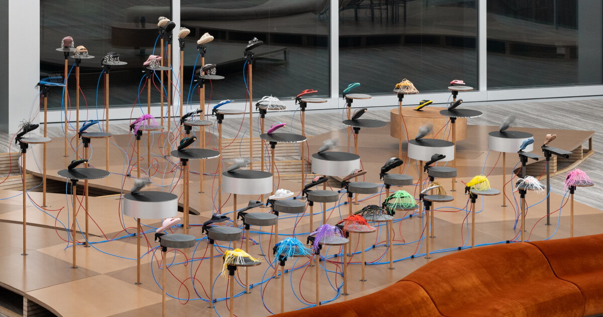 mechanized flip-flops beat their ‘drums’ in meriem bennani’s exhibition ...