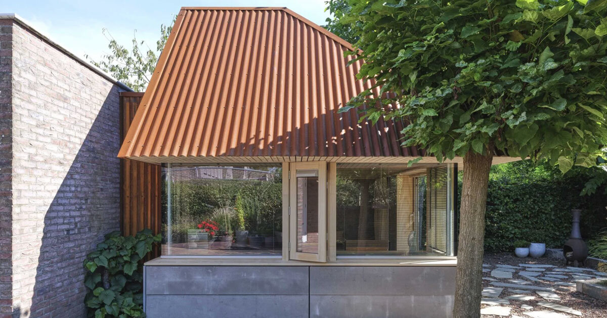 corten steel gable roof tops renovated garden shack by bloot