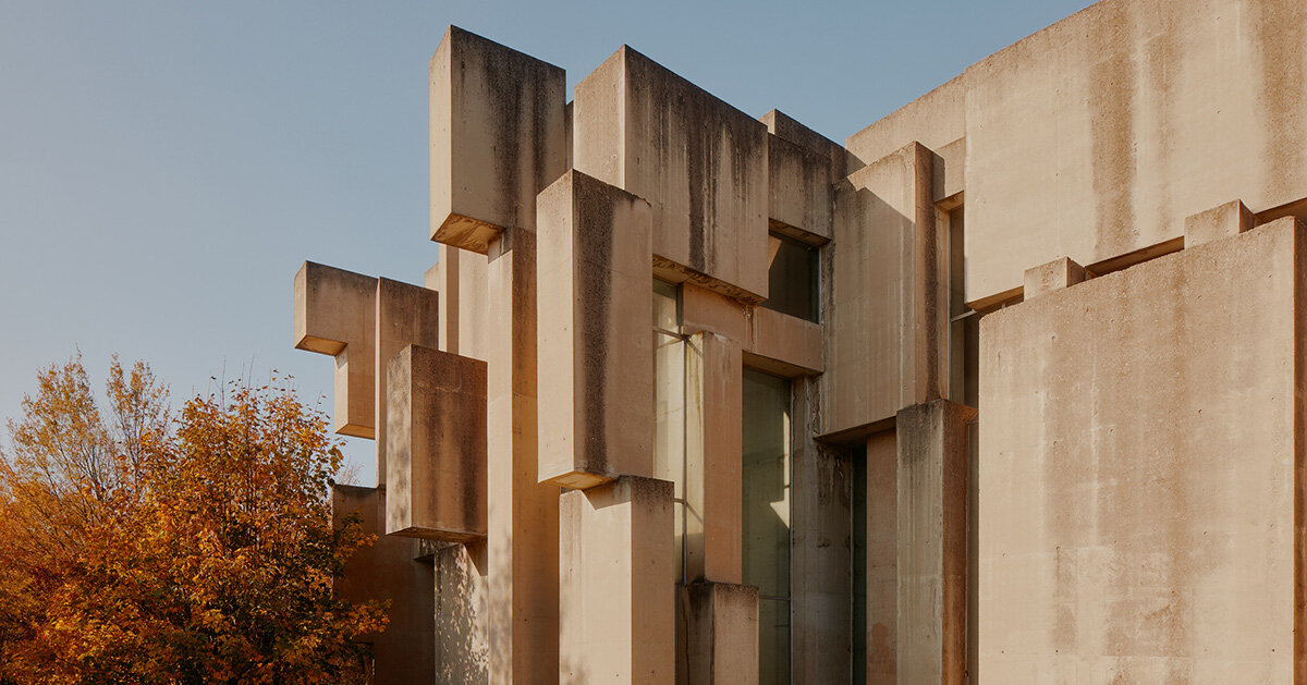 david altrath's lens frames raw concrete blocks in austrian church