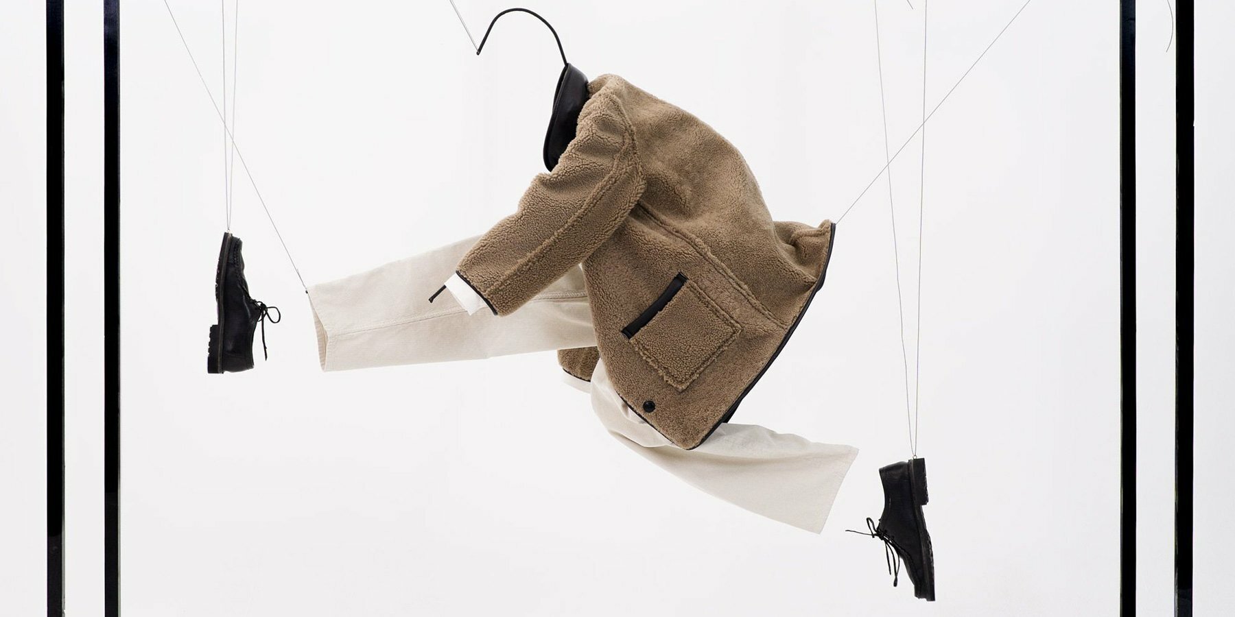 artist arran gregory creates invisible floating figures for YMC