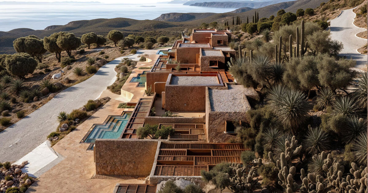 vastudio's archetype residences join cretan wood and stone with clay