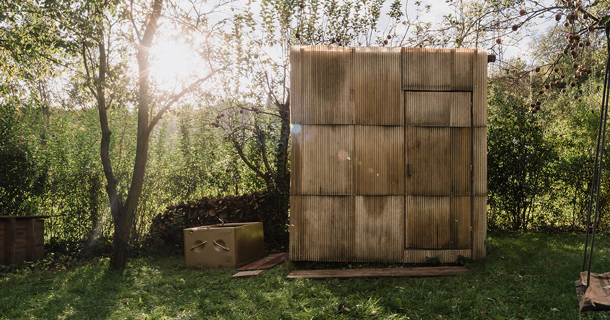 second-hand materials shape compact sauna by ika.architekti inside ...