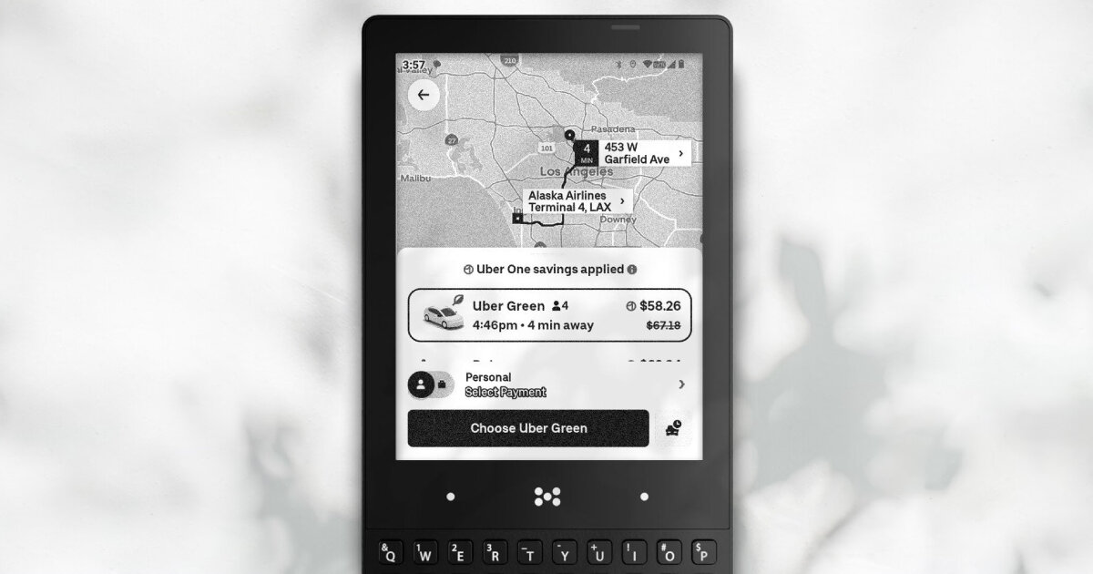 minimal phone with e ink display runs spotify, whatsapp and more