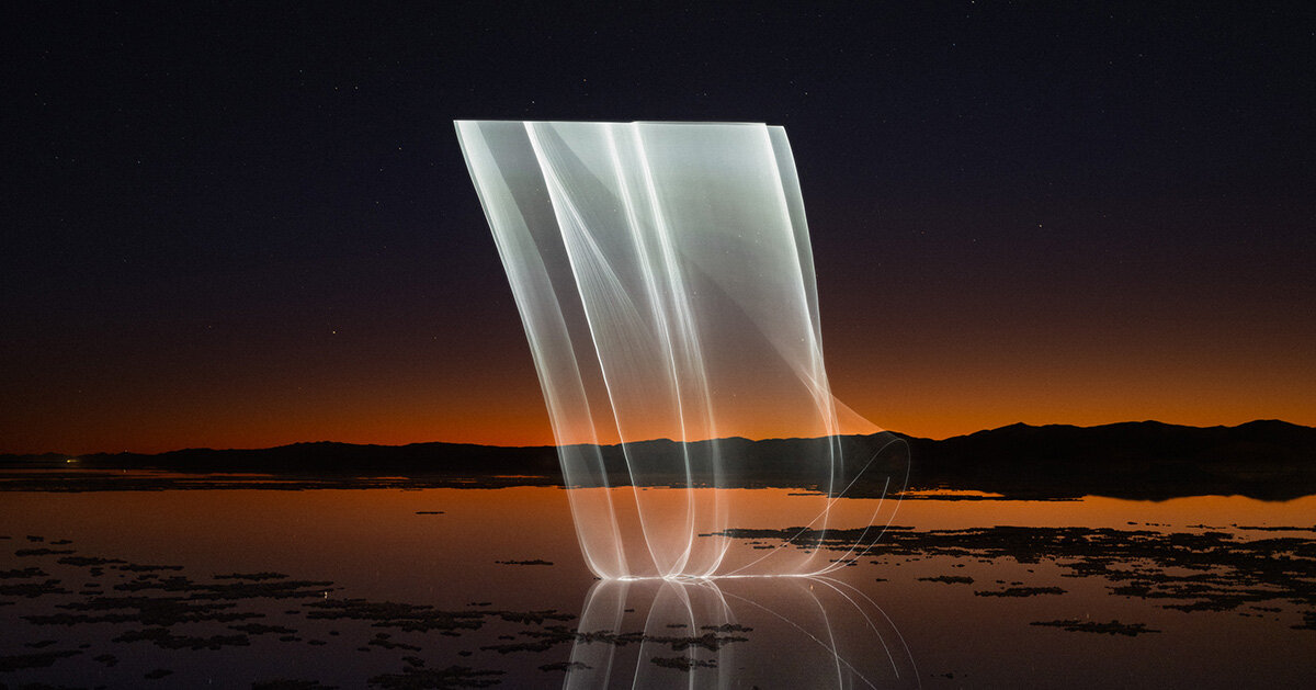 reuben wu draws aerial laser geometries across remote landscapes