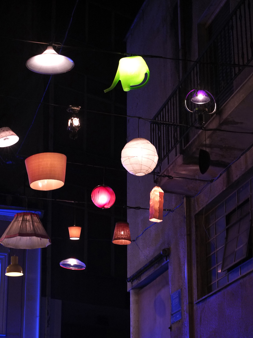 communal lighting installation from donated fixtures by beforelight