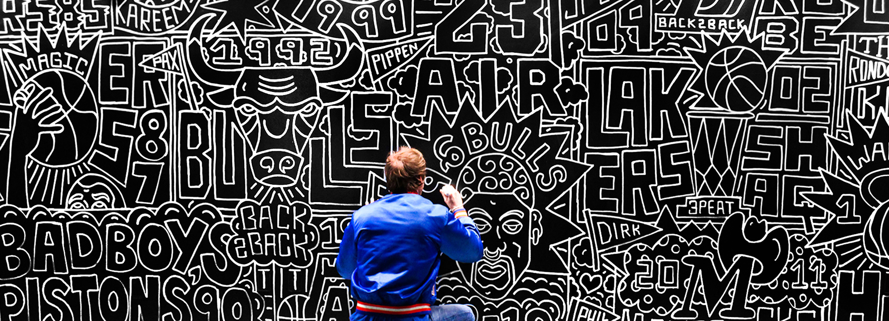 timothy goodman celebrates the greatest NBA teams with 40 foot mural in NYC