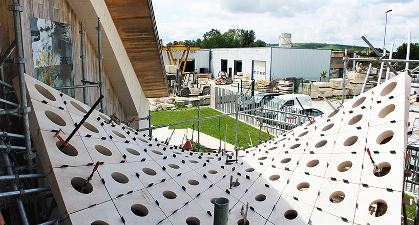 hypargate installation in france revives the ancient art of stereotomy