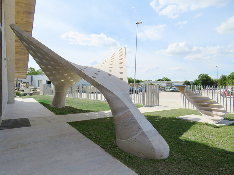 hypargate installation in france revives the ancient art of stereotomy