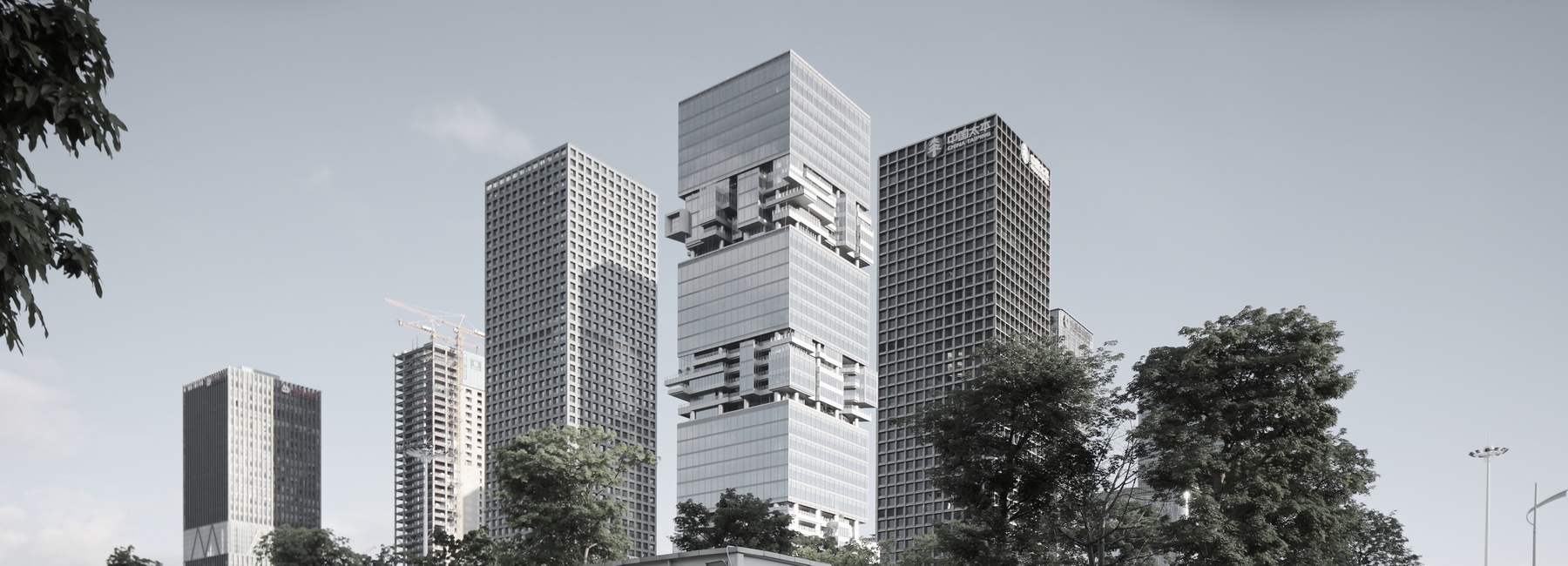 O.H.A unveils new photographs of hans hollein's SBF tower in shenzhen