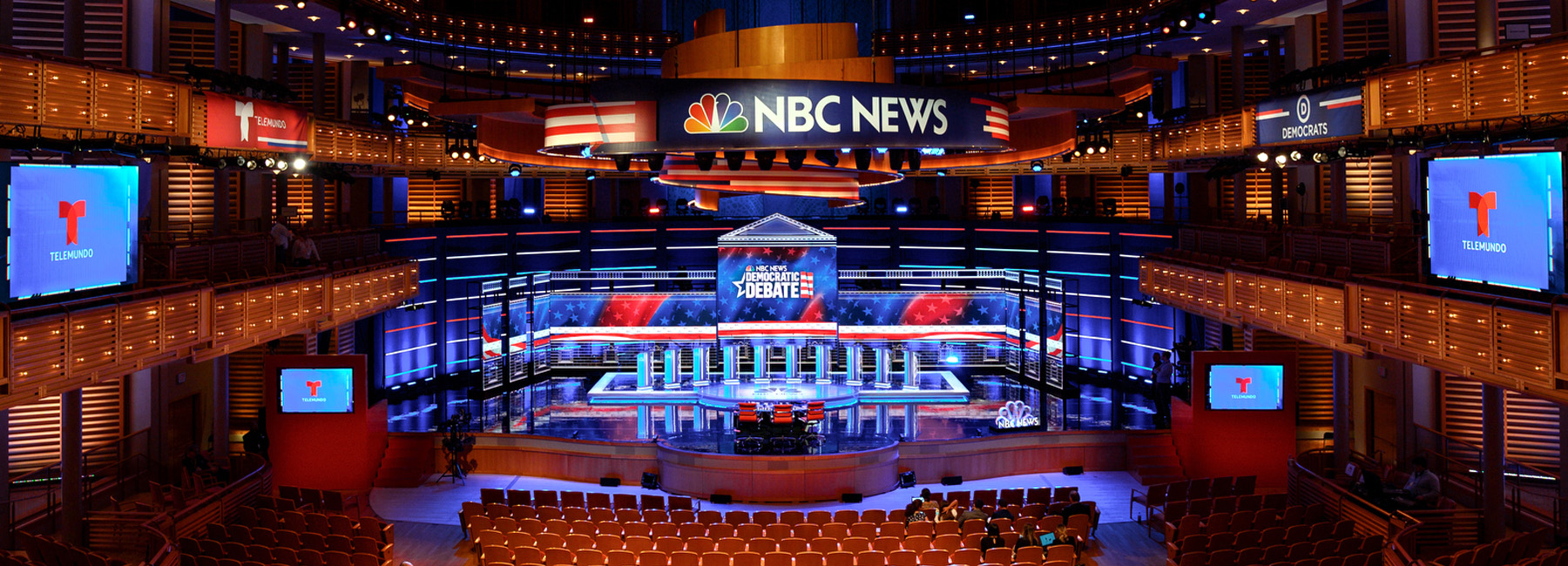 clickspring design creates stage for first democratic presidential debate