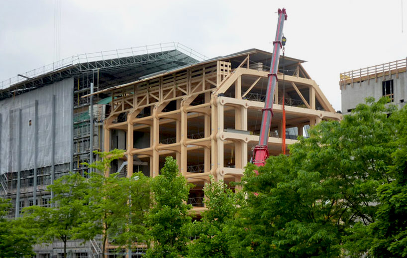 shigeru ban: tamedia office building nearing completion
