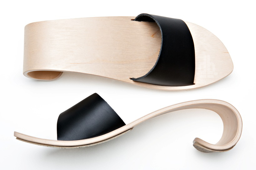 wave shoes made from curving wood by marita design