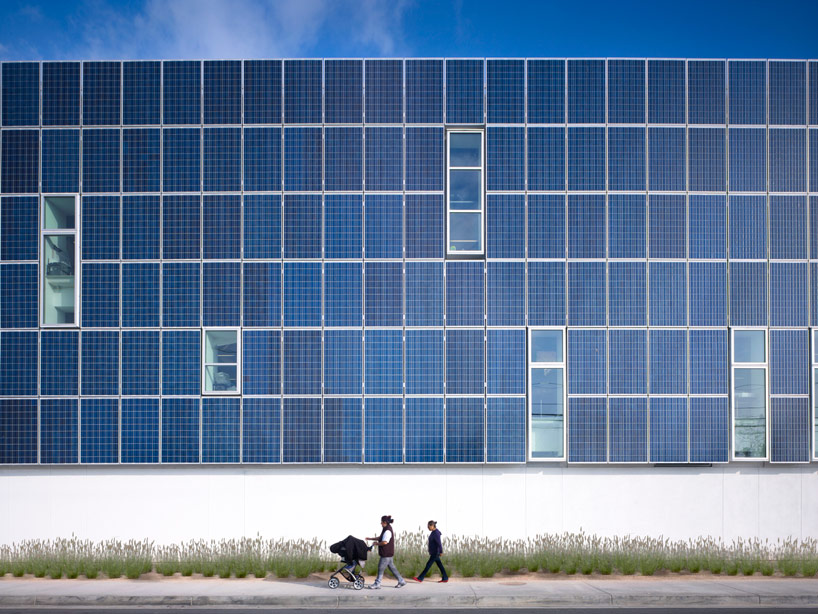impressive solar panel facade on LA school by brooks + scarpa
