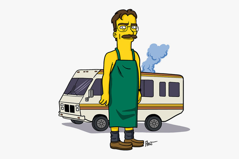 breaking bad characters illustrated like the simpsons